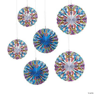 8" – 12" Colorful Fiesta Hanging Fan Decorations - 6 Pc. | Oriental Trading