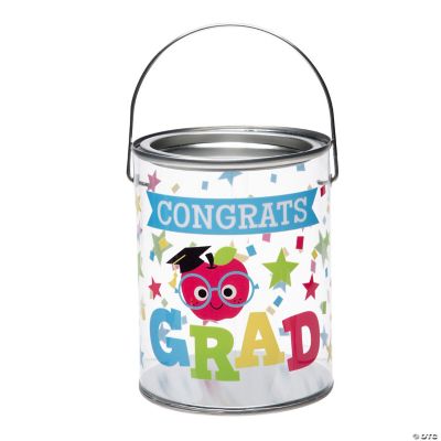 4" x 5" Elementary Graduation Paint Bucket Plastic Favor Containers - 6 ...