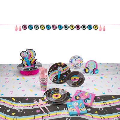 77 Pc. Birthday Beats Disco Party Disposable Tableware Kit for 8 Guests