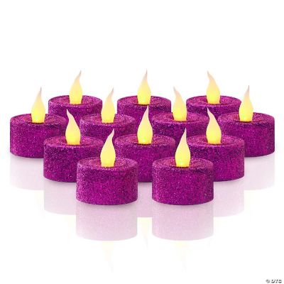 Furora Lighting Purple Glitter LED Tealights 12PK | Oriental Trading