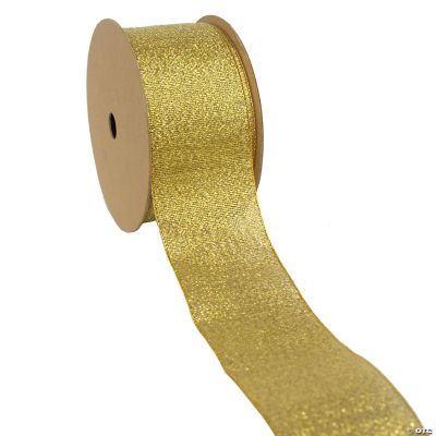 LaRibbons 1 1/2" Lt Gold Metallic Taffeta Ribbon-25 Yard Roll ...