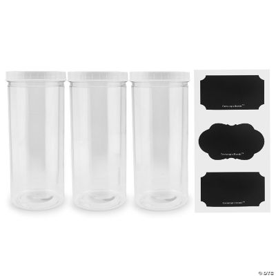 Cornucopia Tall Clear Plastic Canisters w Lids and Labels ( 3-Pack, 2.5 ...