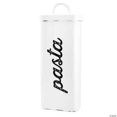 AuldHome Rustic Spaghetti Canister, Distressed White Enamelware ...