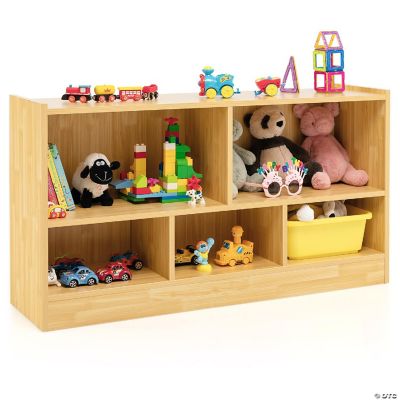 Costway Kids 2-Shelf Bookcase 5-Cube Wood Toy Storage Cabinet w ...