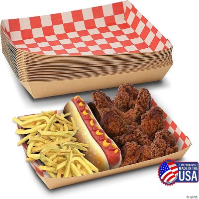 MT Products Cafeteria Food Tray - 10.5 x 7.5 x 1.5 Red & White Paper ...
