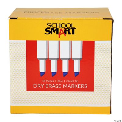 School Smart Dry Erase Tank Style Marker, Chisel Tip, Blue, Pack of 48 ...