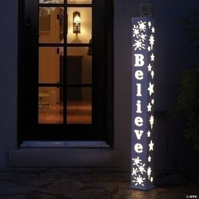 Believe LED Lighted Indoor Outdoor Post 48 Inches Tall | Oriental Trading