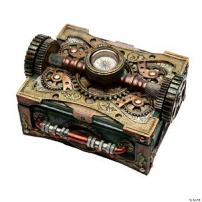 Steampunk Box with Compass Jewelry Trinket Container New | Oriental Trading