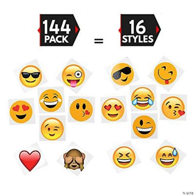 Big Mo's Toys 144 2" Temporary Emoji Tattoos - 16 Assorted Emoticon ...