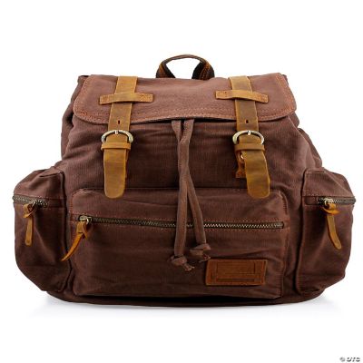 GEARONIC TM 21L Vintage Canvas Backpack for Men Leather Rucksack ...