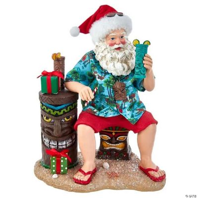 Kurt Adler Fabriche Tiki Beach Santa Christmas Figurine 12 Inch ...