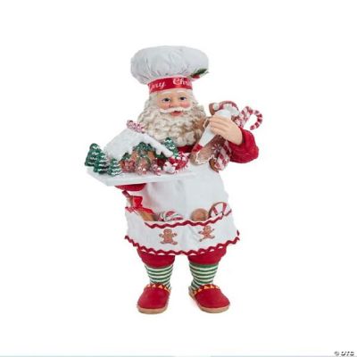 Kurt Adler Fabriche Gingerbread Chef Santa Figurine 10.5 Inch ...