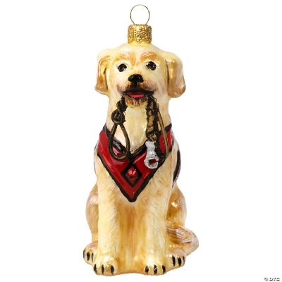 Yellow Lab with Vest and Leash Polish Glass Christmas Ornament ...