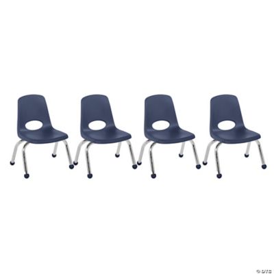 Factory Direct Partners 10 In Stack Chair With Swivel Glides, 4-Pack - Navy