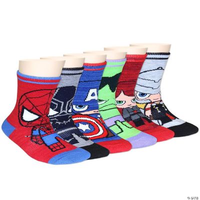 Marvel Super Heroes Avengers Kids Toddlers 6 pack Crew Socks (5-7 Years ...