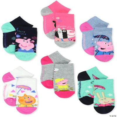 Peppa Pig Toddler Kids 6 pack Quarter Style Socks with Grippers (X ...