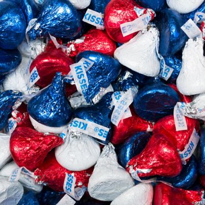 90 Pcs Patriotic Candy Hershey's Kisses Chocolate with Red, Blue ...