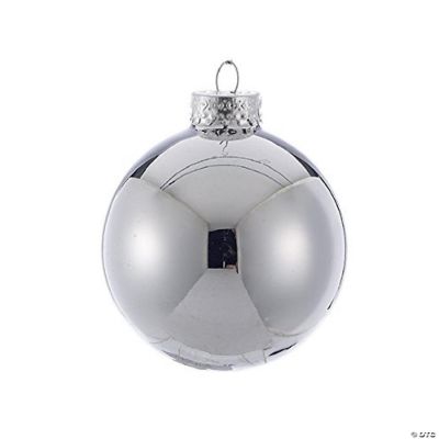 65MM Shiny Silver Glass Ball Ornaments 6 Piece Set GG0104 New 2.5 inch