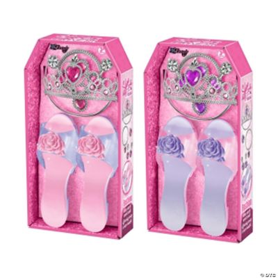 DRESS UP SHOES & TIARA- PRINCESS 1 PAIR SET (ROSE- 2 ASSORTED ...