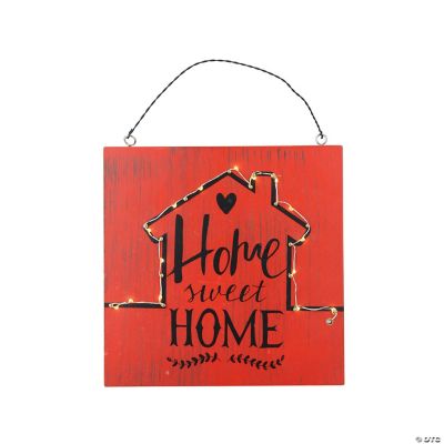 Northlight 8" Battery Operated LED Lighted Red Rustic “Home Sweet Home ...