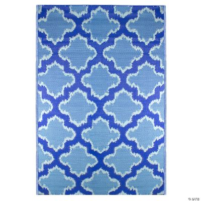 Northlight 4' Proper 6' Blue Quatrefoil Rectangular Outdoor Area Rug ...