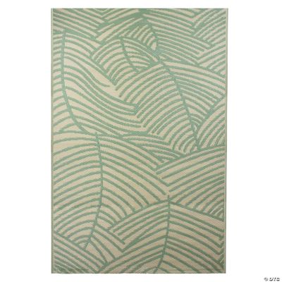 Northlight 4' Proper 6' Green and Beige Leaf Design Rectangular Outdoor ...