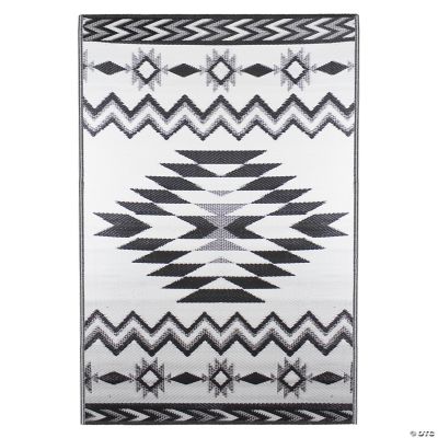 Northlight 4' Proper 6' Black and White Aztec Print Rectangular Outdoor ...