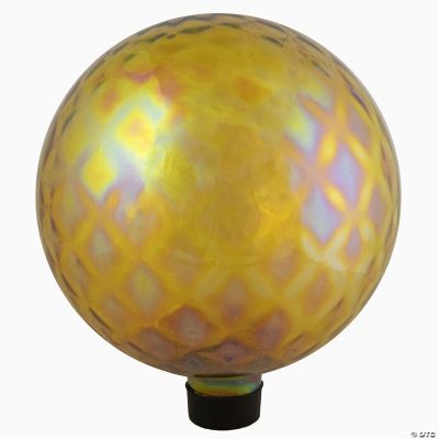 Northlight 10" Dimpled Amber Iridescent Glass Outdoor Garden Gazing Ball