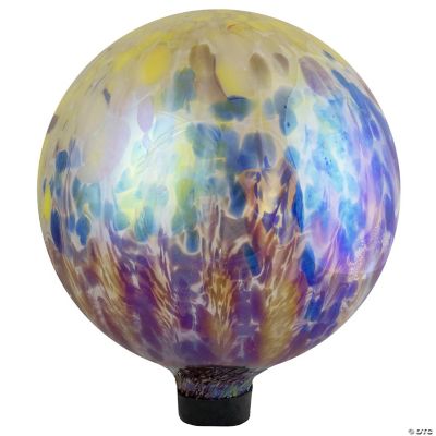Northlight 10" Yellow and Blue Iridescent Reflective Glass Outdoor ...