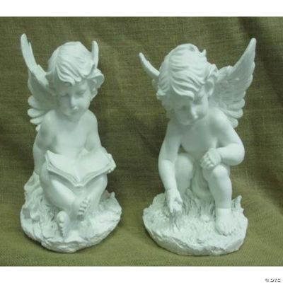 Northlight 12" Sitting Cherub with Book Outdoor Garden Statue