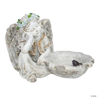Northlight 12.25" Sitting Angel Bird Feeder Outdoor Garden Statue ...