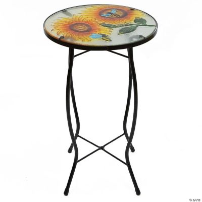 Northlight 19" Sunflower and Bumblebee Glass Patio Side Table ...