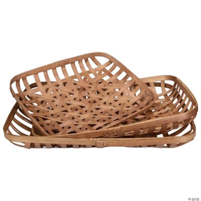 Northlight Set of 3 Brown Rectangular Lattice Tobacco Table Top Baskets ...