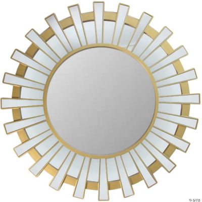 Northlight 25.5" Matte Gold and Clear Sunburst Round Mirror Wall Decor ...