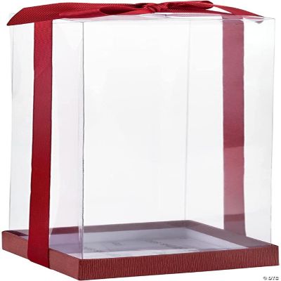 Hammont - Clear Plastic Wine Bottle Boxes - 6 Pack Wine Boxes - Maroon ...