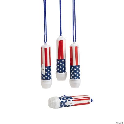 3 1/2" Mini Patriotic Plastic Flashlights on a Rope - 12 Pc.