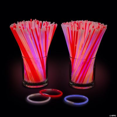 Bulk 300 Pc. Make Your Own Patriotic Glow Stick Bracelets or Necklaces