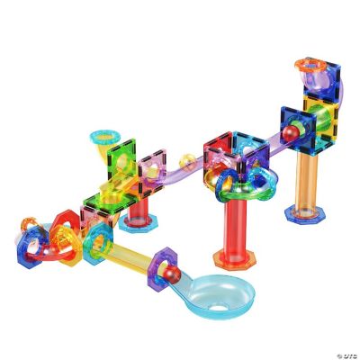 PicassoTiles 60 PC Marble Race Track Building Block & Magnetic Tiles ...