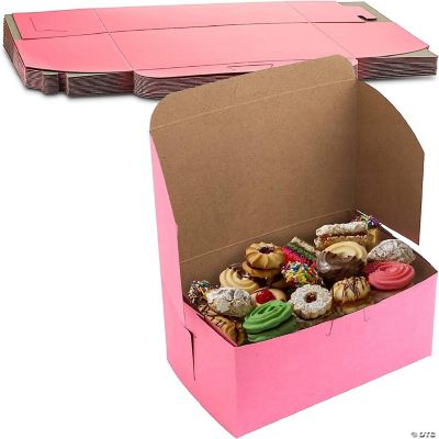 MT Products Pink Cookie Boxes - 8" x 5" x 3.5" Bakery Boxes Non-Window ...