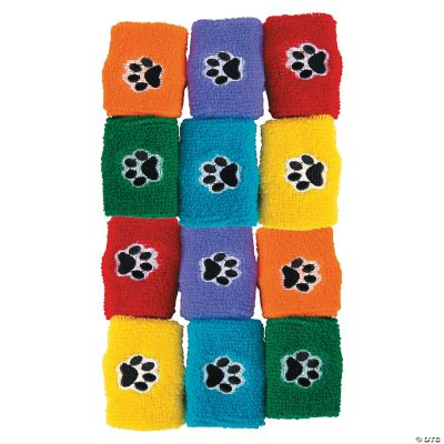 2" x 2 3/4" Bulk 48 Pc. Bright Colors Paw Print Wristbands | Oriental ...