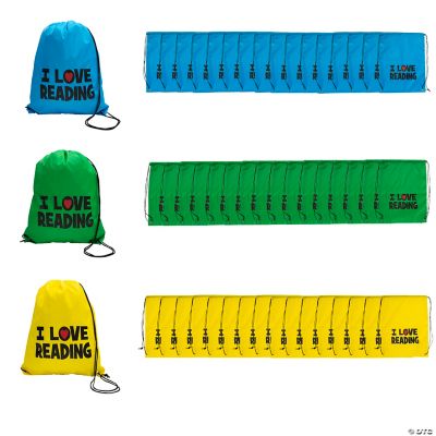 14" x 18" Mega Bulk 300 Pc. Large I Love Reading Nonwoven Drawstring ...