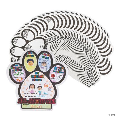20 1/4" x 21" Bulk 150 Pc. Color Your Own All About Me Paw Print Posters