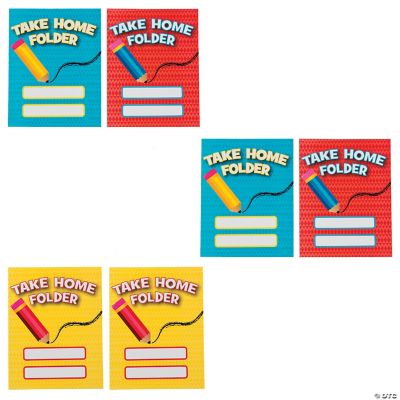 Bulk 48 Pc. Laminated Take Home Pocket Folders | Oriental Trading