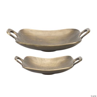 Bronze Metal Bowl Tray with Handles (Set of 2) | Oriental Trading