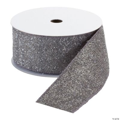 Grey Silver Wired Ribbon (Set of 2)