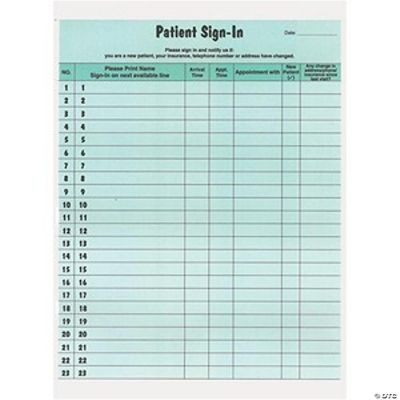 Tabbies TAB14532 Patient Sign-In Label Form, Green | Oriental Trading