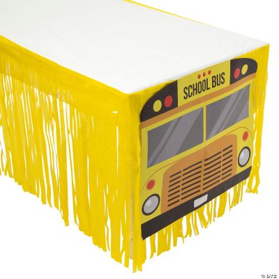 9 ft. x 29" School Bus Fringe Plastic Table Skirt with Cutouts ...