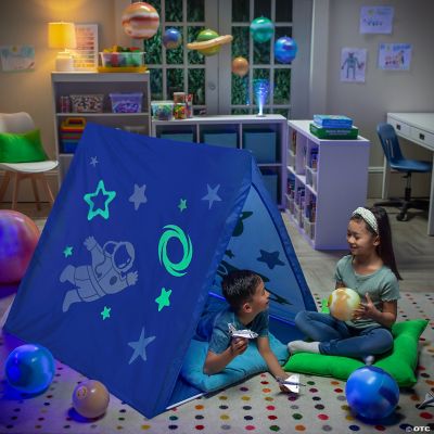 45" x 40" Glow-in-the-Dark Outer Space Polyester Sleepover Tent ...