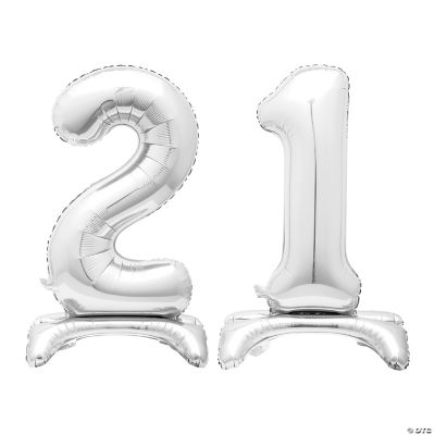 21-Shaped 30" Mylar Number Stand-Up Balloon Kit - 2 Pc. | Oriental Trading