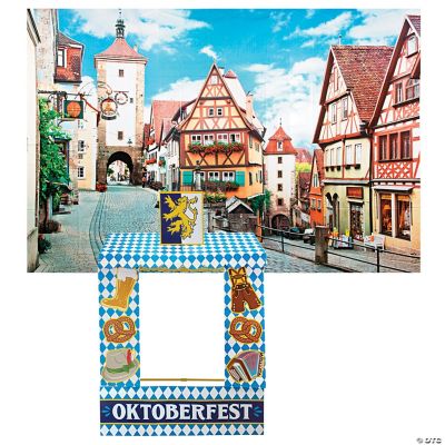 Quaint Oktoberfest Town Tabletop Hut with Frame & Backdrop – 9 Pc.